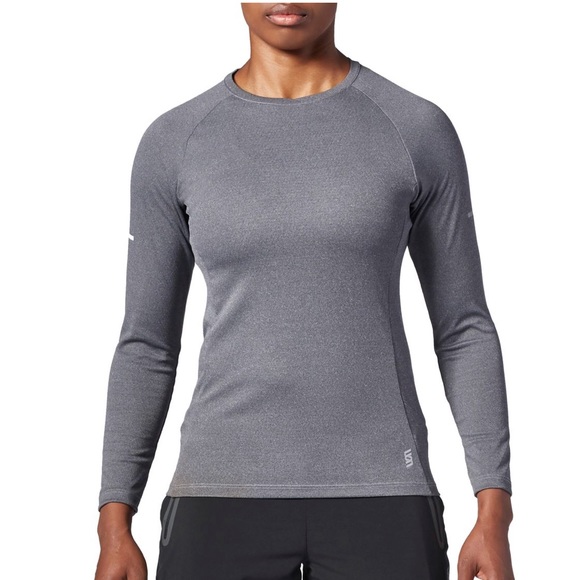 Second Skin Overalls | Tops | Second Skin Gray Long Sleeve Athletic Top ...